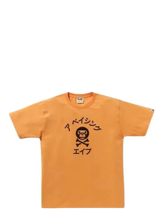 A BATHING APE Katakana Milo Crossbone Tee Shirt - Orange