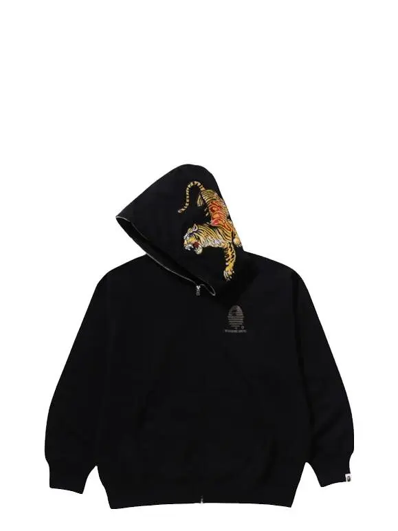 BAPE A Bathing Ape Tiger And Dragon Relaxed Fit Full Zip Hoodie - Black