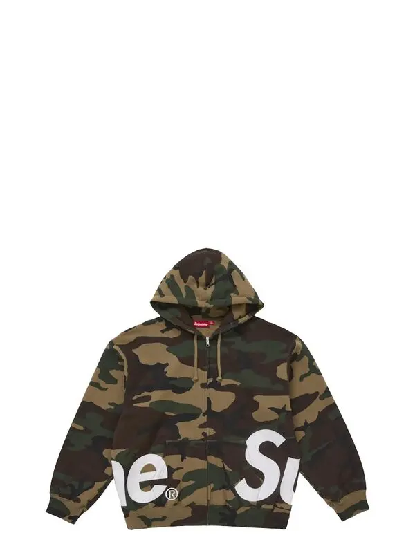 Supreme Big Logo Zip Up Hooded Sweatshirt - Woodland Camo