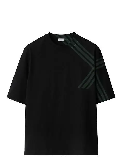 Burberry Check Print Short Sleeve T-shirt - Black