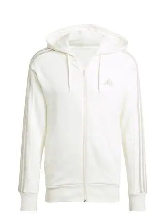 Adidas Essentials French Terry 3-stripes Full-zip Hoodie - Off White