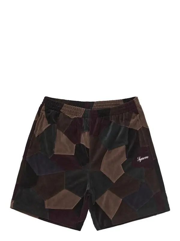 Supreme Patchwork Velour Shorts - Dark Navy Blue