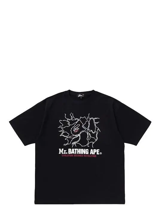 A BATHING APE Print Tee Shirt - Navy Blue