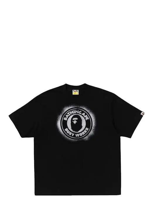 A BATHING APE Spray Print Busy Works Relaxed Fit Tee Shirt - Black
