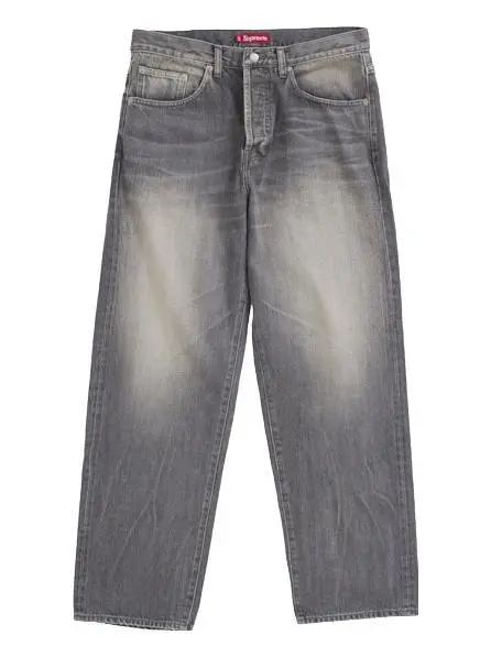Supreme Distressed Loose Fit Selvedge Jean - Washed Grey