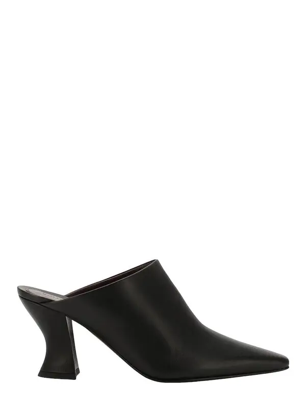 Bottega Veneta Almond Toe Leather Mules - Black