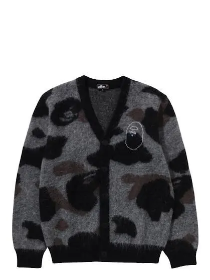 A BATHING APE Mr. Bathing Ape Camo Mohair Jacquard Cardigan - Multicolor