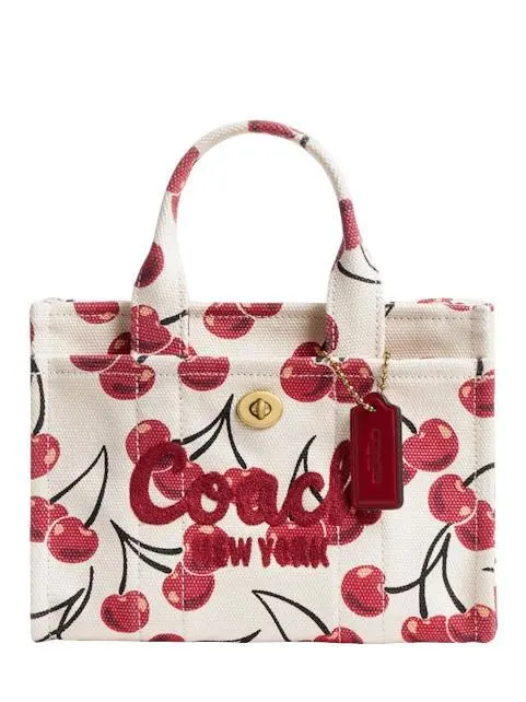 Coach Cargo Tote 20 Cherry Print - Canvas/brass/chalk