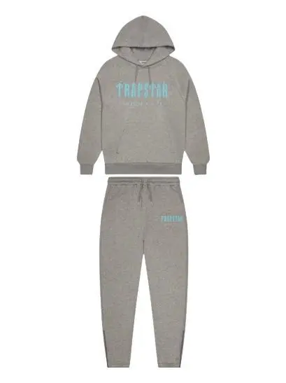 Trapstar Chenille Decoded Hoodie Tracksuit - Grey/light Blue