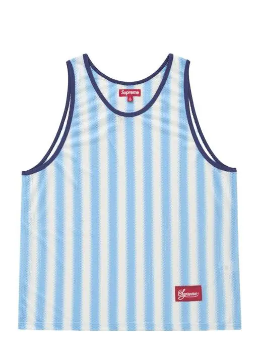 Supreme Stripe Mesh Tank Top - Blue