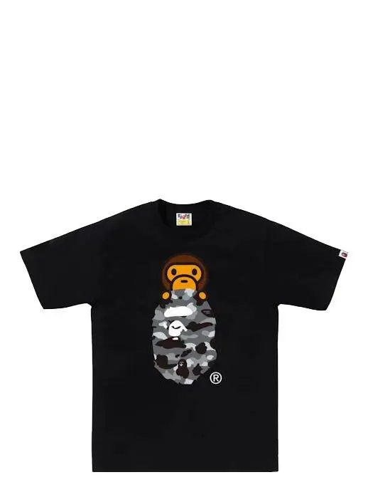 A BATHING APE 1st Camo Milo On Ape Head Tee Shirt Tee Shirt - Black/grey