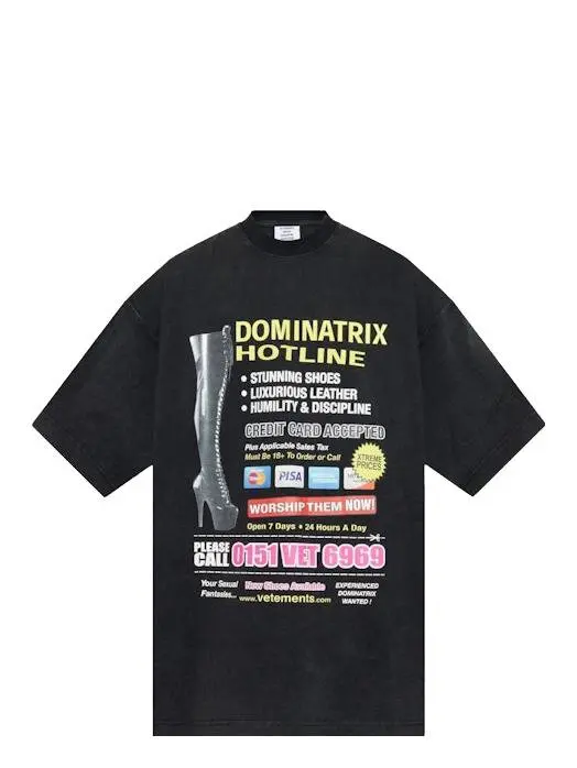 Vetements Dominatrix Hotline Oversized T-shirt - Black