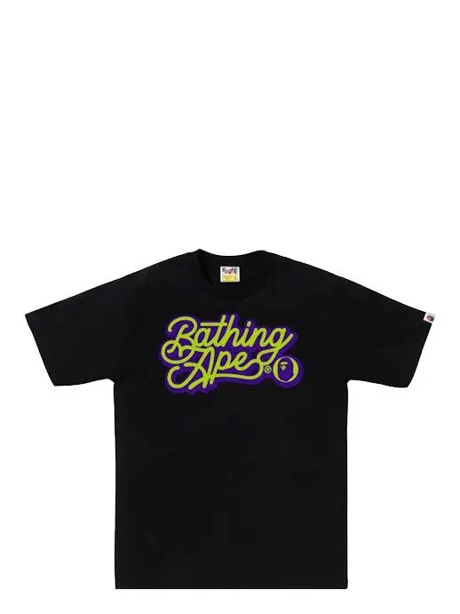 A BATHING APE Bathing Ape Script Logo Tee Shirt - Black/green
