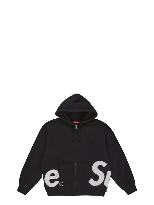 Supreme Big Logo Zip Up Hooded Sweatshirt - Black