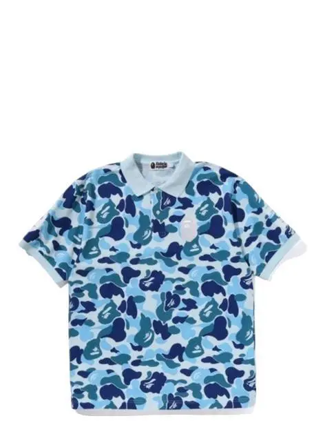 A BATHING APE Abc Camo Pile Jacquard Relaxed Fit Polo Shirt - Blue