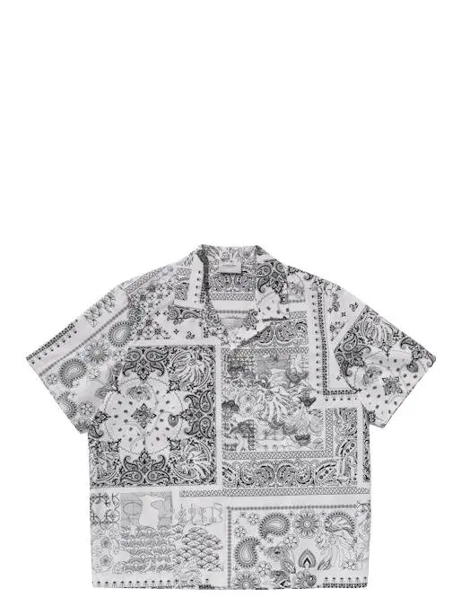 A BATHING APE Black Boro Paisley Camp Shirt - White