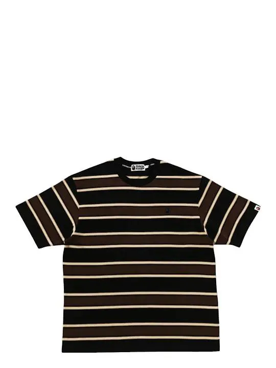 A BATHING APE One Point Strip Relaxed Fit Tee Shirt - Black