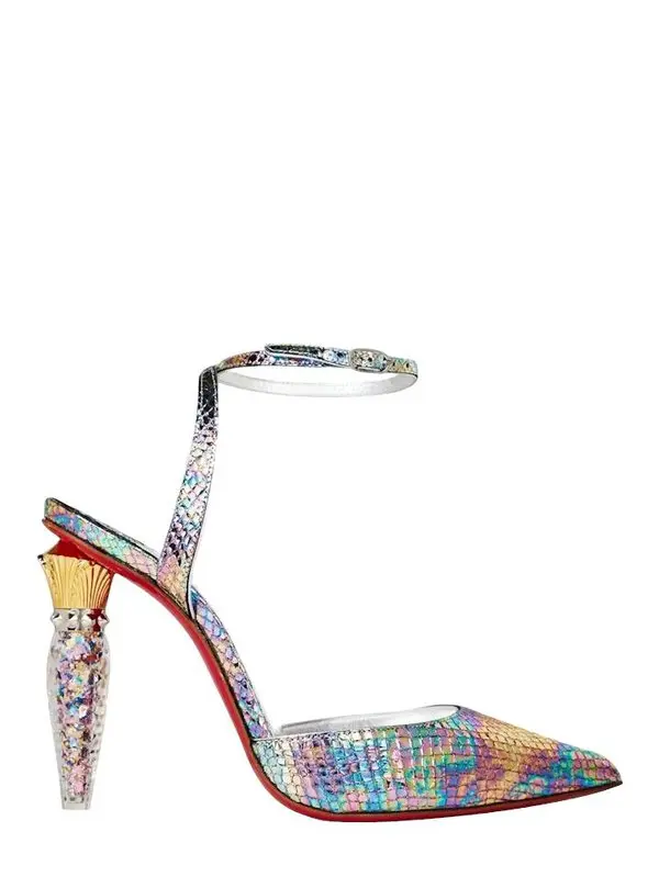 CHRISTIAN LOUBOUTIN Jen 100 Metal Snake Heels - Ab/sv