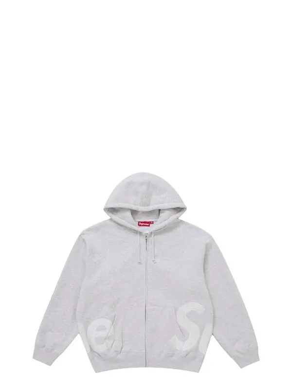 Supreme Logo Zip-up Hoodie - Ash Grey