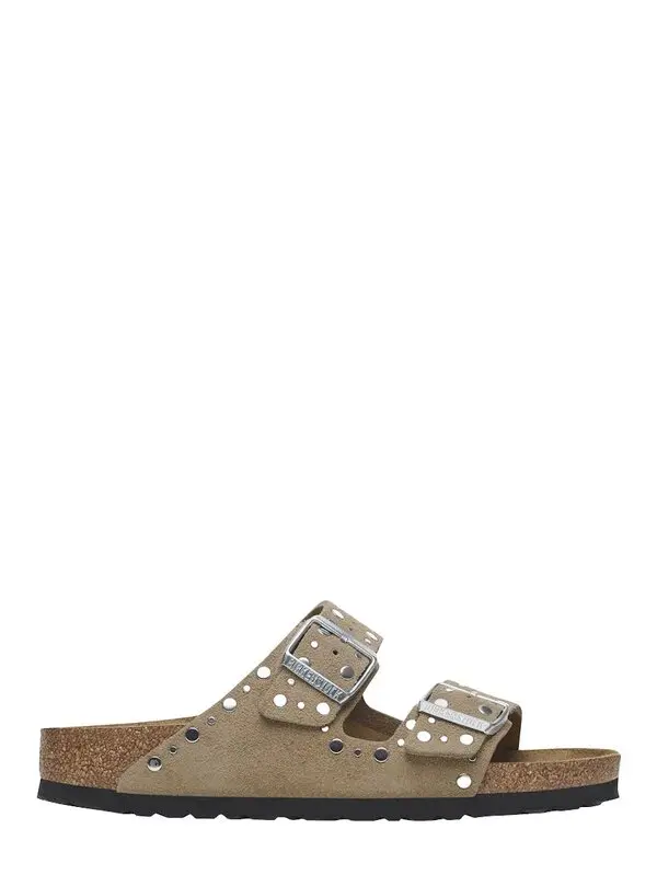 BIRKENSTOCK Arizona Rivets Suede Sandals - Taupe