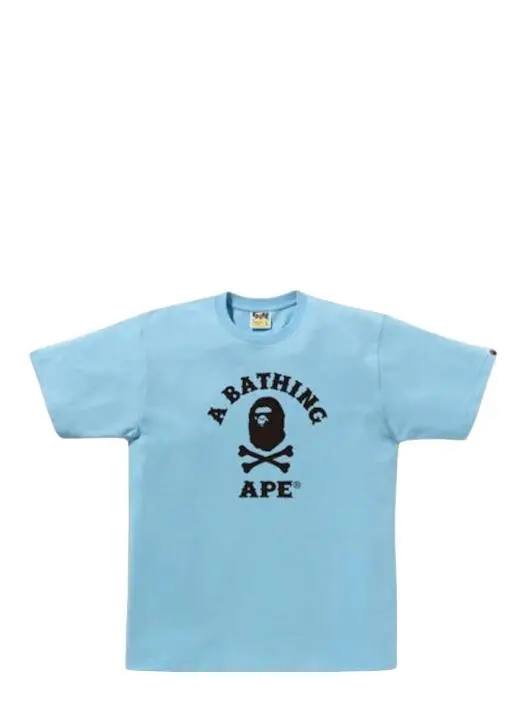 A BATHING APE Ape Crossbone College Tee Shirt - Sax
