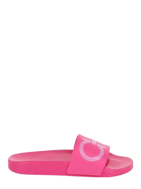 FERRAGAMO Groovy Dual Gancini Slides - Hot Pink