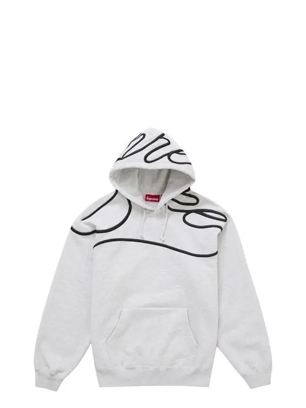 Supreme Shoulder Script Hooded Sweatshirt - Heather Grey