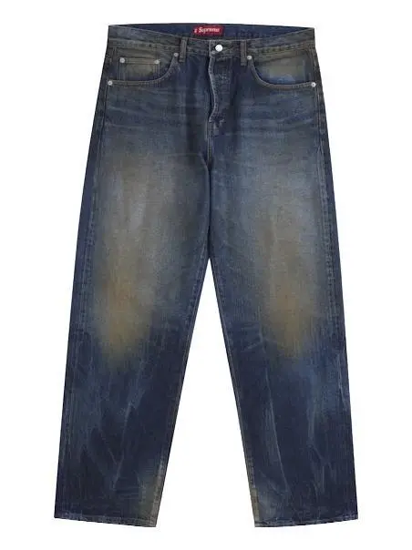 Supreme Distressed Loose Fit Selvedge Jean - Washed Indigo