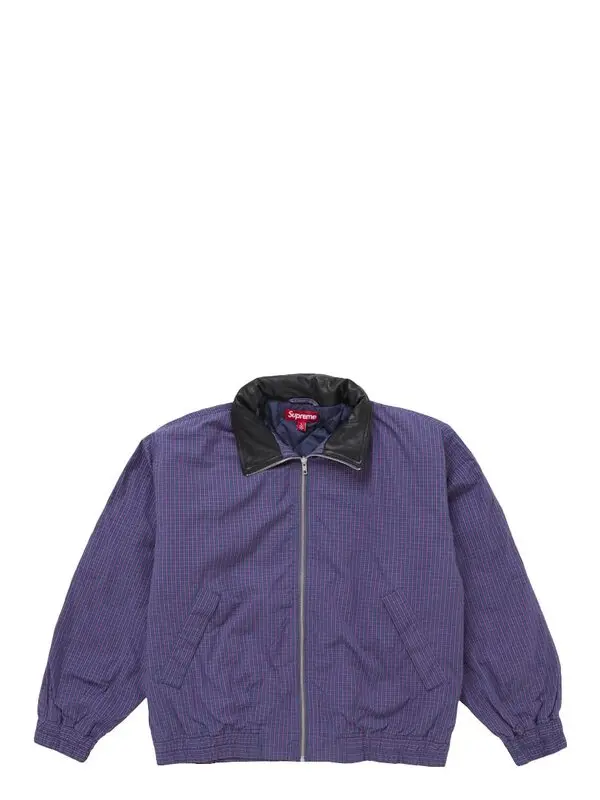 Supreme Leather Collar Utility Jacket - Blue Plaid