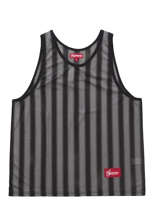 Supreme Stripe Mesh Tank Top - Black