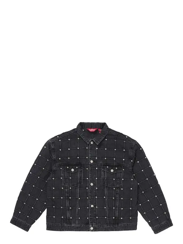 Supreme Studded Seam Denim Trucker Jacket - Black