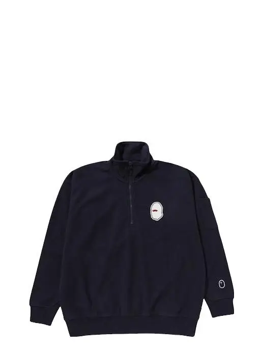 BAPE Half Zip Pullover Sweatshirt - Navy Blue
