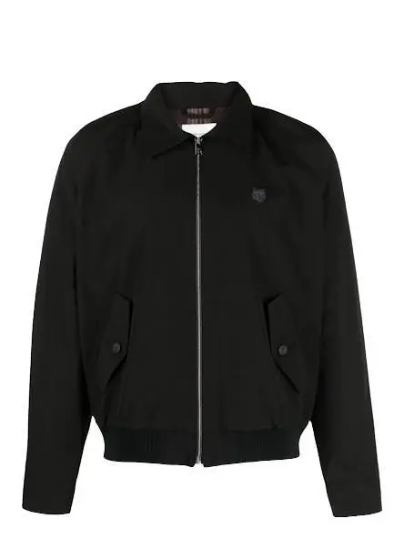 Maison Kitsuné Technical Cotton Gabardine Harrington Jacket - Black