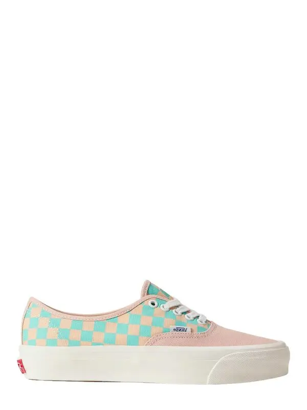 VANS Premium Authentic Checkerboard Sneakers - Sepia Rose Pink/teal Blue