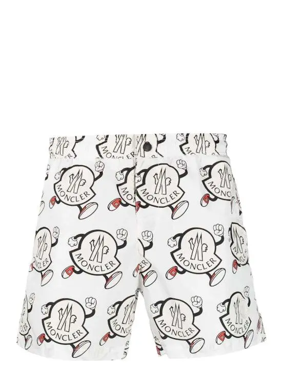 Moncler Logo Swim Shorts - White
