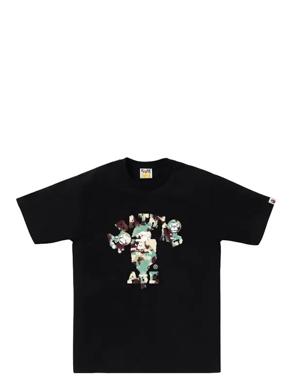 A BATHING APE Map Camo College Milo Tee Shirt - Black