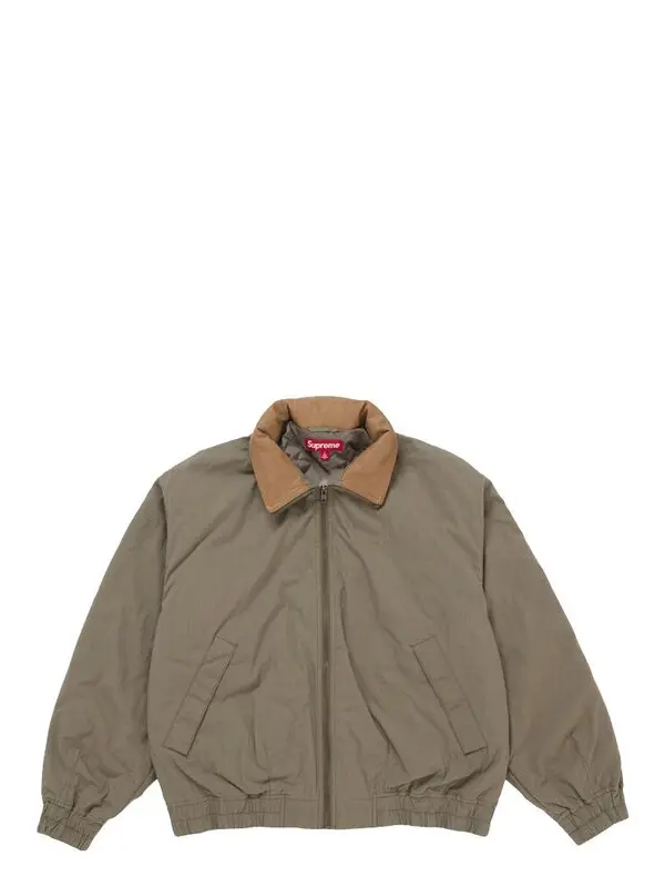 Supreme Leather Collar Utility Jacket - Olive