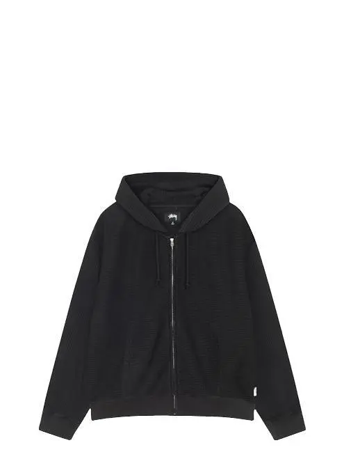 StÜssy Double Layer Waffle Zip Hoodie - Black