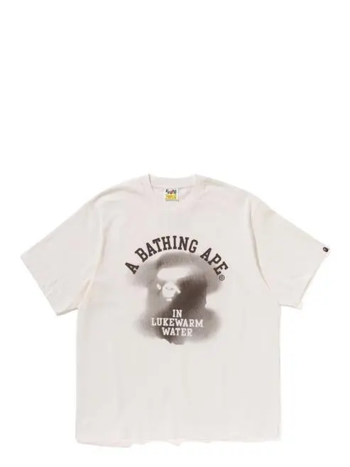 A BATHING APE Water Print College Logo Relaxed Fit Tee Shirt - White/ivory