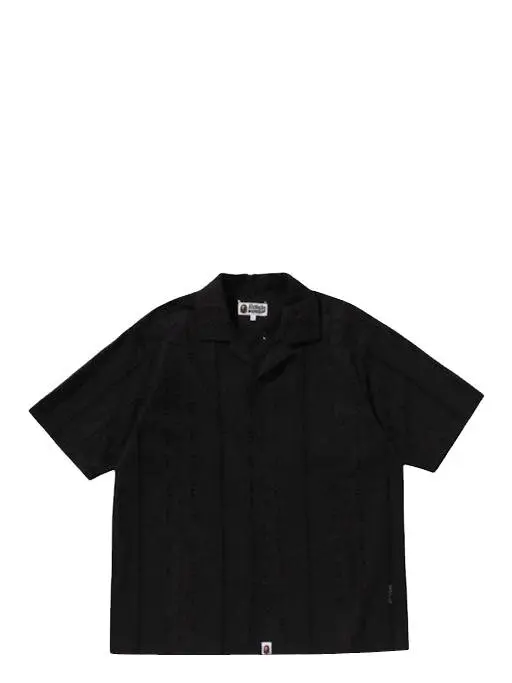 A BATHING APE Embroidery Open Collar Short Sleeve Shirt - Black