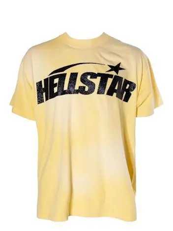 HELLSTAR Classic Black Glitter Logo T-shirt - Yellow