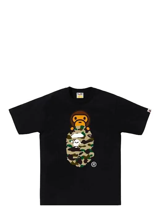 A BATHING APE 1st Camo Milo On Ape Head Tee Shirt Tee Shirt - Black/yellow