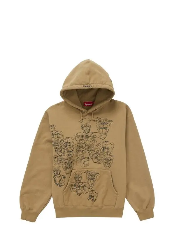 Supreme Pitbulls Embroidered Hooded Sweatshirt - Brown