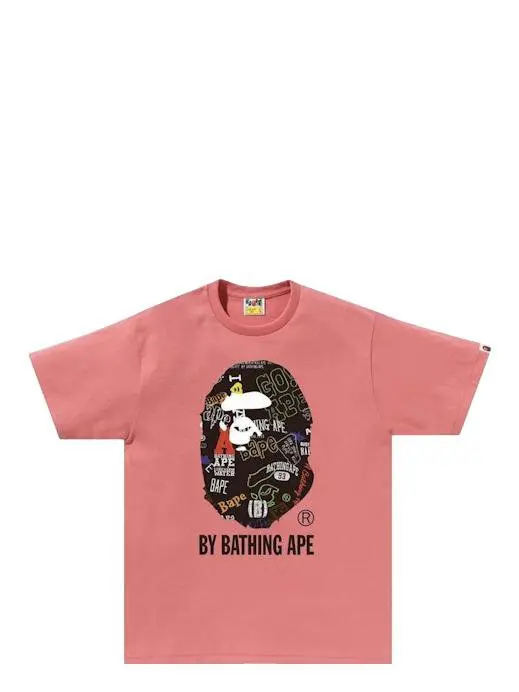 A BATHING APE Hand Draw Pattern Bathing Ape Tee Shirt - Pink