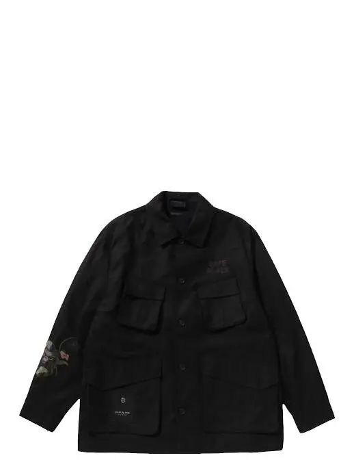 A BATHING APE Cross Stitched Army Shirt - Black