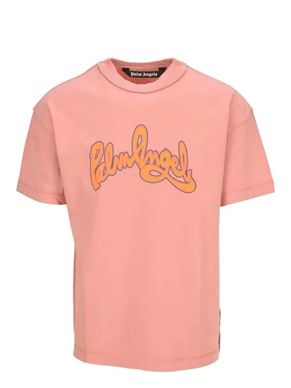 Palm Angels Seasonal Logo Inside Out Effect T-shirt - Pink Orange