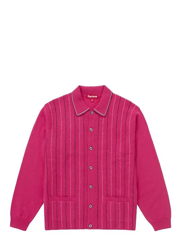 Supreme Herringbone Cardigan - Pink
