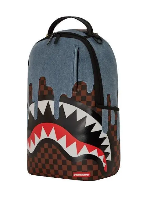 SPRAYGROUND Denim Drip Backpack - Blue Brown Black