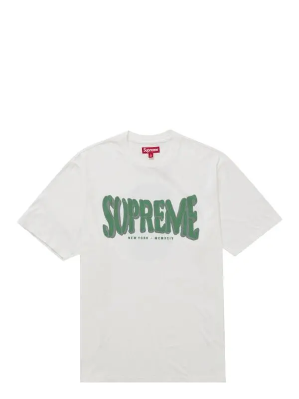 Supreme Flocked Washed Short Sleeve Top - White