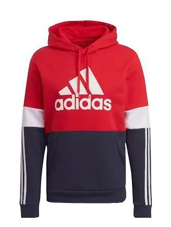 Adidas Essentials Fleece Colorblock Sweatshirt - Scarelet Red/white/legend Ink